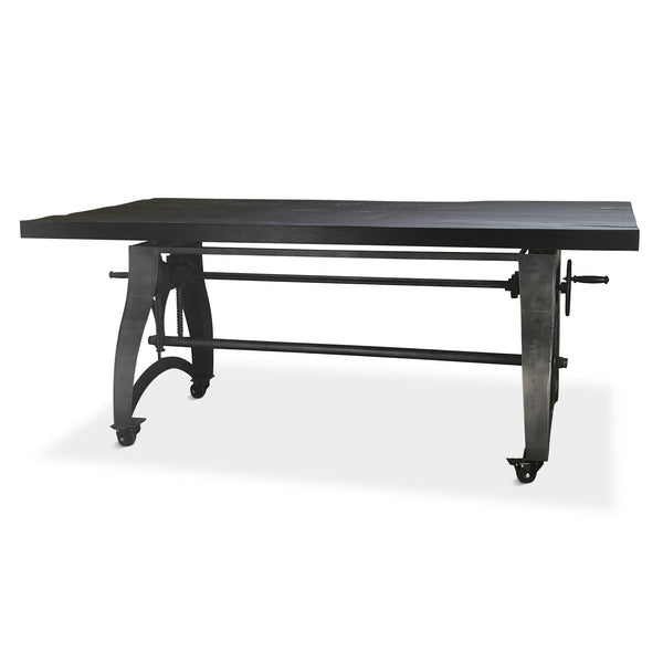 Crescent Industrial Dining Table - Adjustable Height - Casters - Rustic ...
