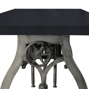 Crescent Industrial Dining Table - Adjustable Height - Casters - Ebony ...