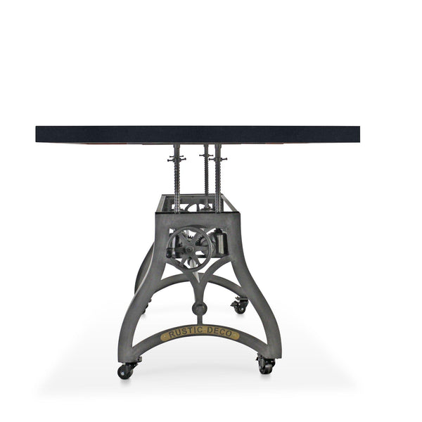 Crescent Industrial Dining Table - Adjustable Height - Casters - Ebony ...