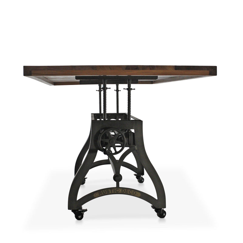 Crescent Industrial Dining Table - Adjustable Height - Casters - Rustic ...