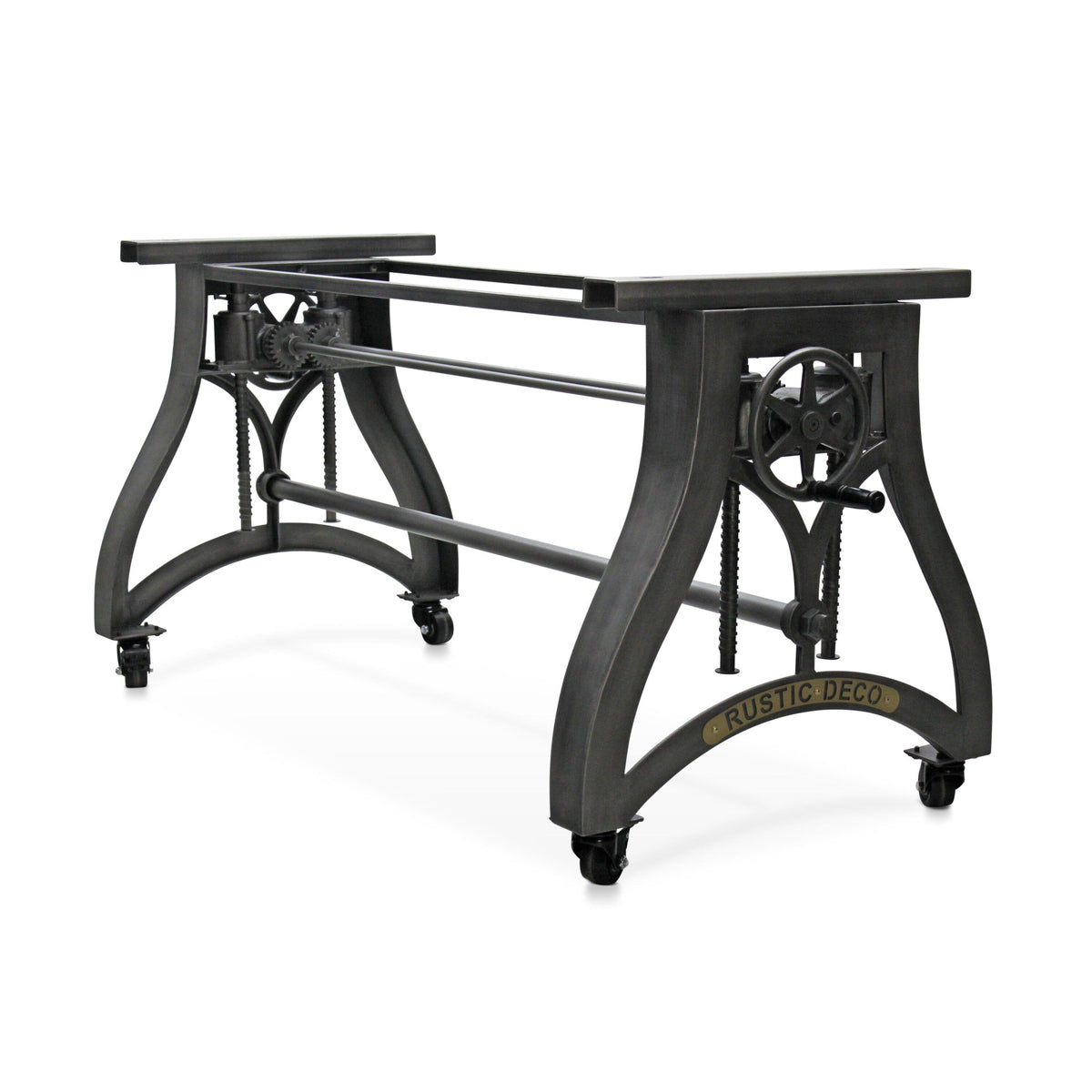 Crescent Industrial Dining Table Base - Adjustable Height - Casters ...