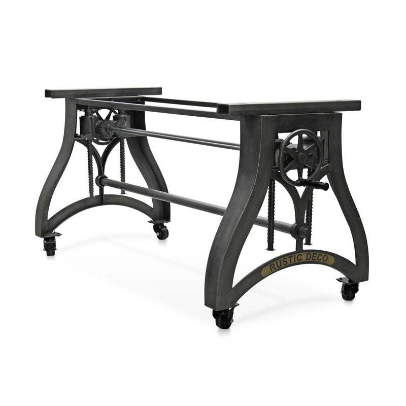 Crescent Industrial Dining Table Base - Adjustable Height - Casters ...