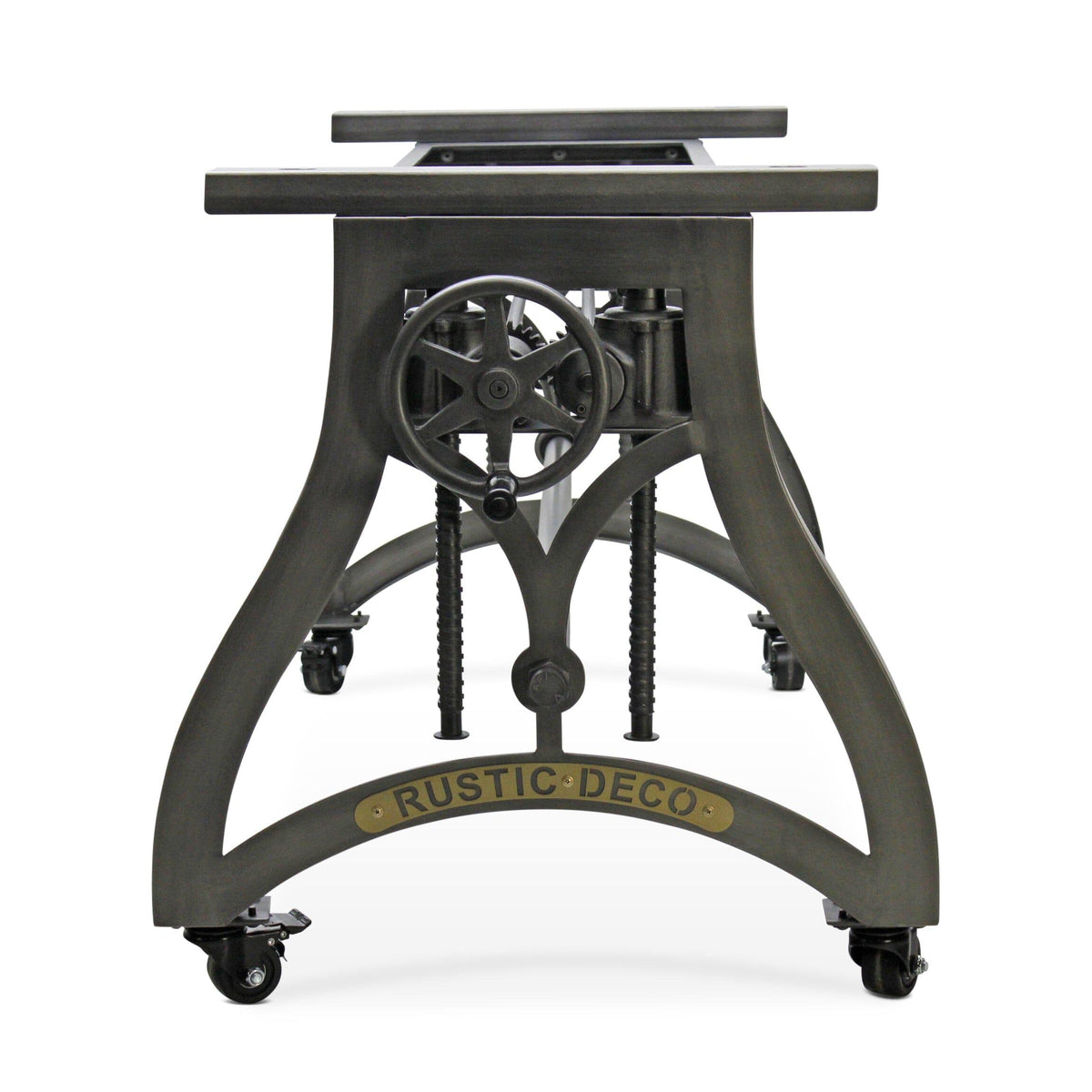 Crescent Industrial Dining Table Base - Adjustable Height - Casters ...