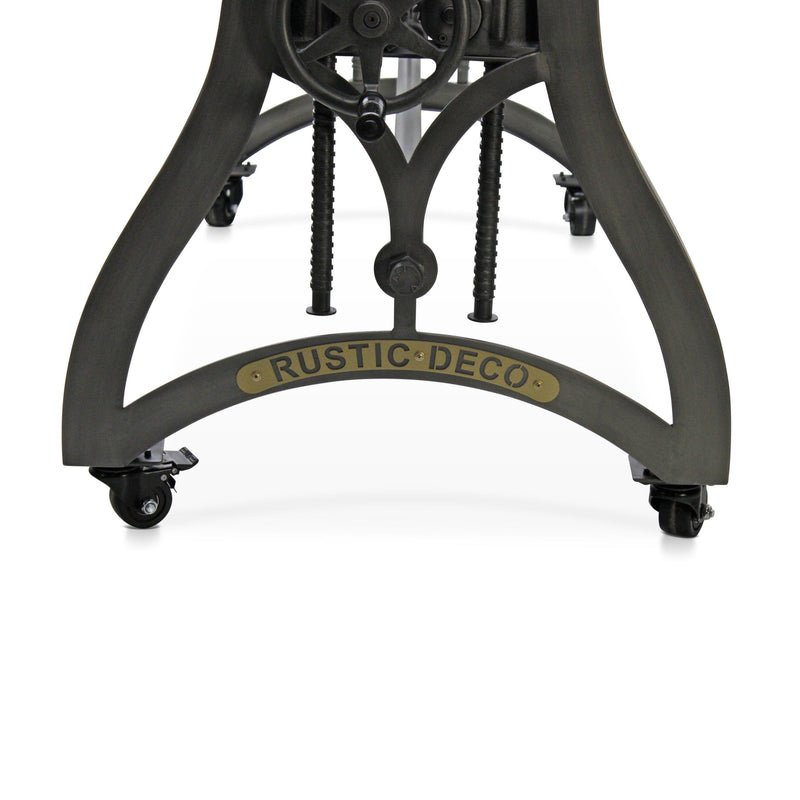Crescent Industrial Dining Table Base - Adjustable Height - Casters ...