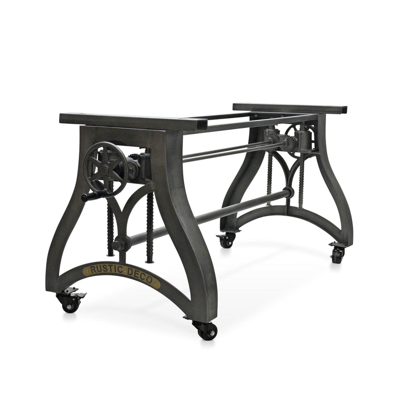 Crescent Industrial Dining Table Base - Adjustable Height - Casters ...