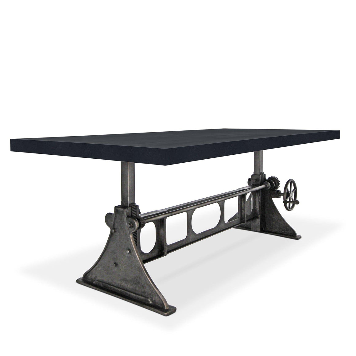 Industrial Adjustable Height Dining Table Set – Matching Bench - Ebony ...