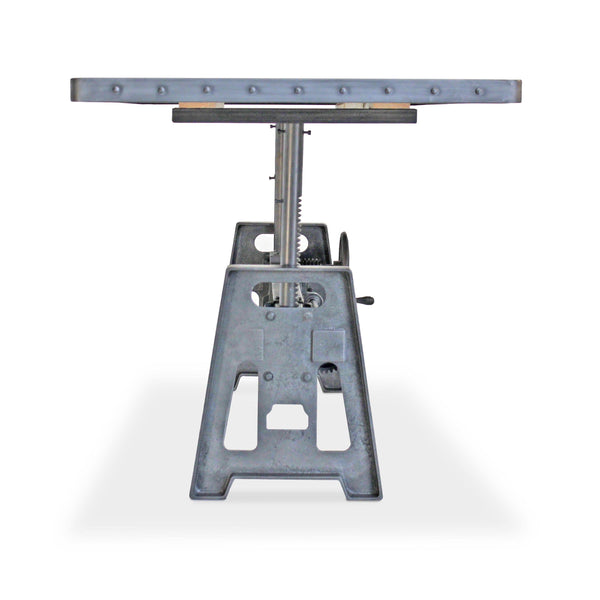 Industrial Dining Table - Cast Iron Base - Adjustable Height - Steel ...