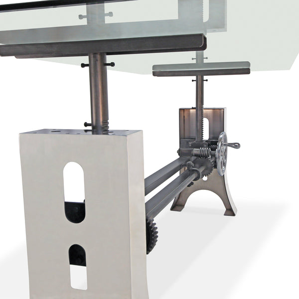 Industrial Dining Table Polished Stainless Steel Adjustable Height ...