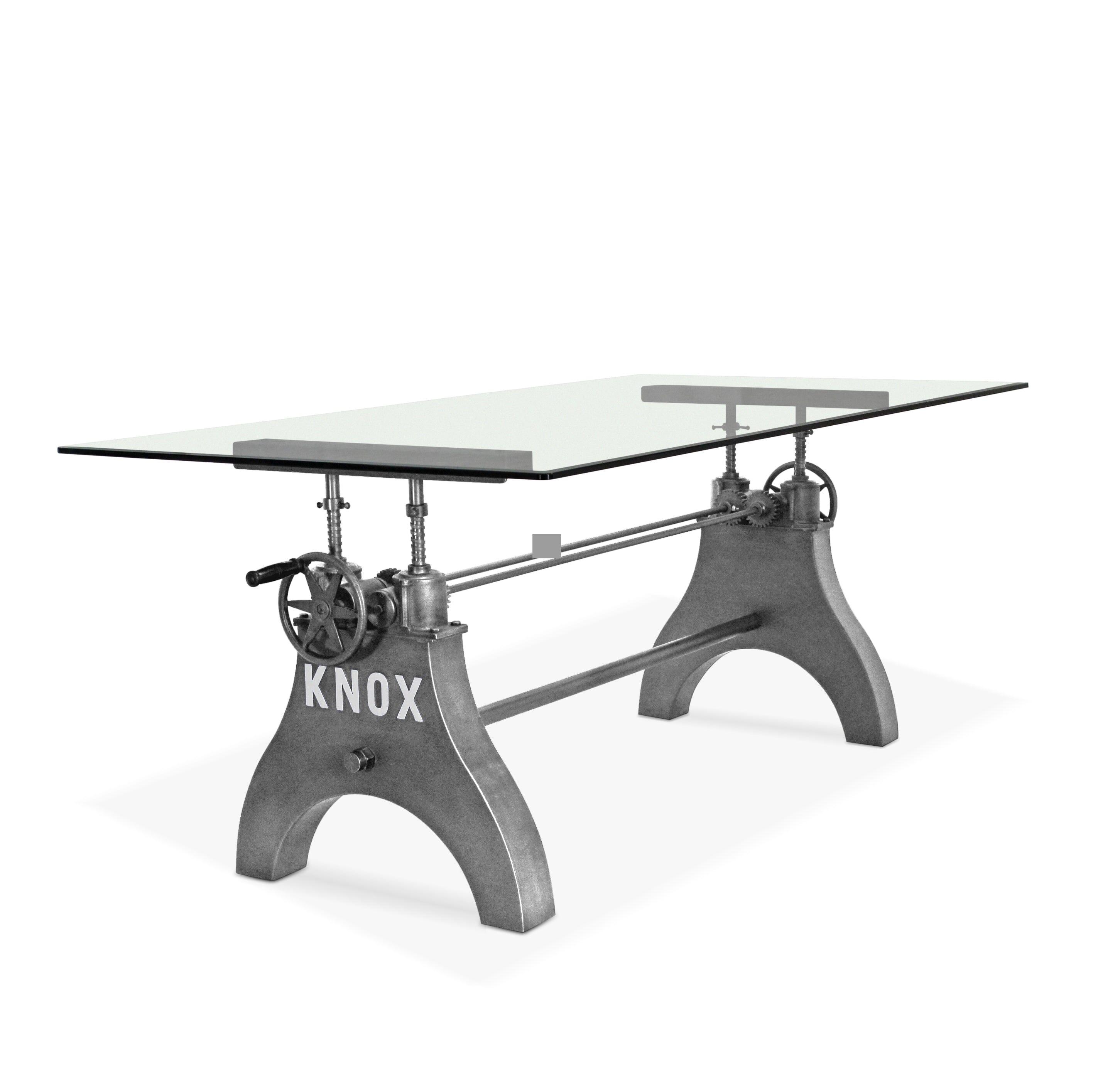 KNOX Adjustable Dining Table - Steel Base - Elegant Glass Top | Rustic ...