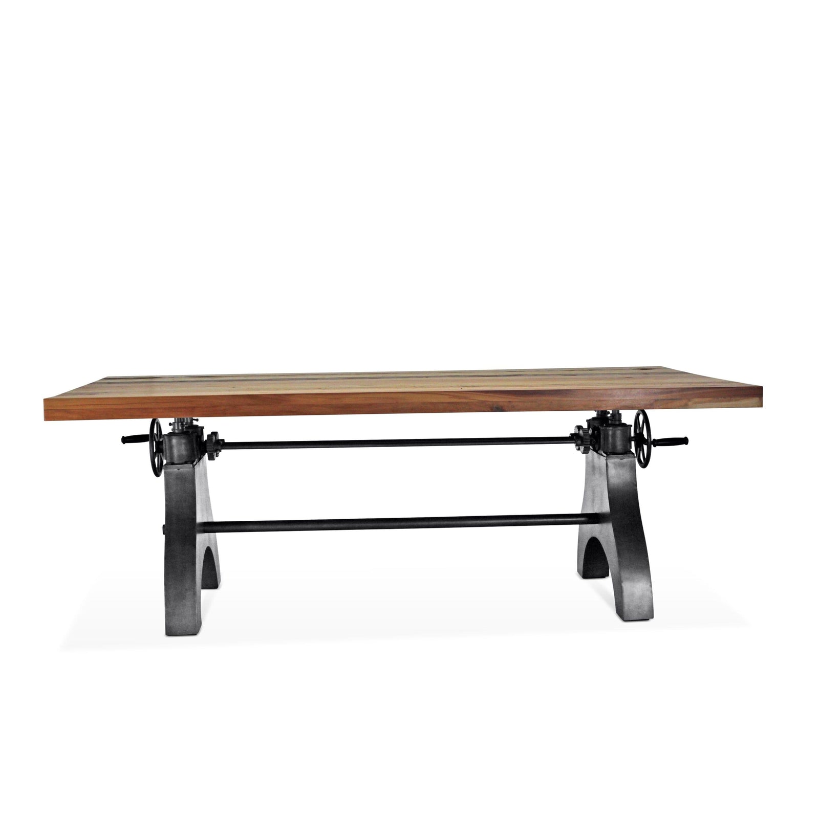 KNOX Adjustable Height Dining Table - Steel Crank Base - Natural Rustic ...