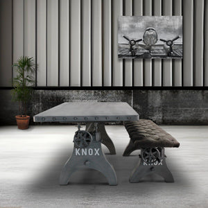 KNOX Adjustable Height Dining Table - Cast Iron Crank Base - Steel Top ...