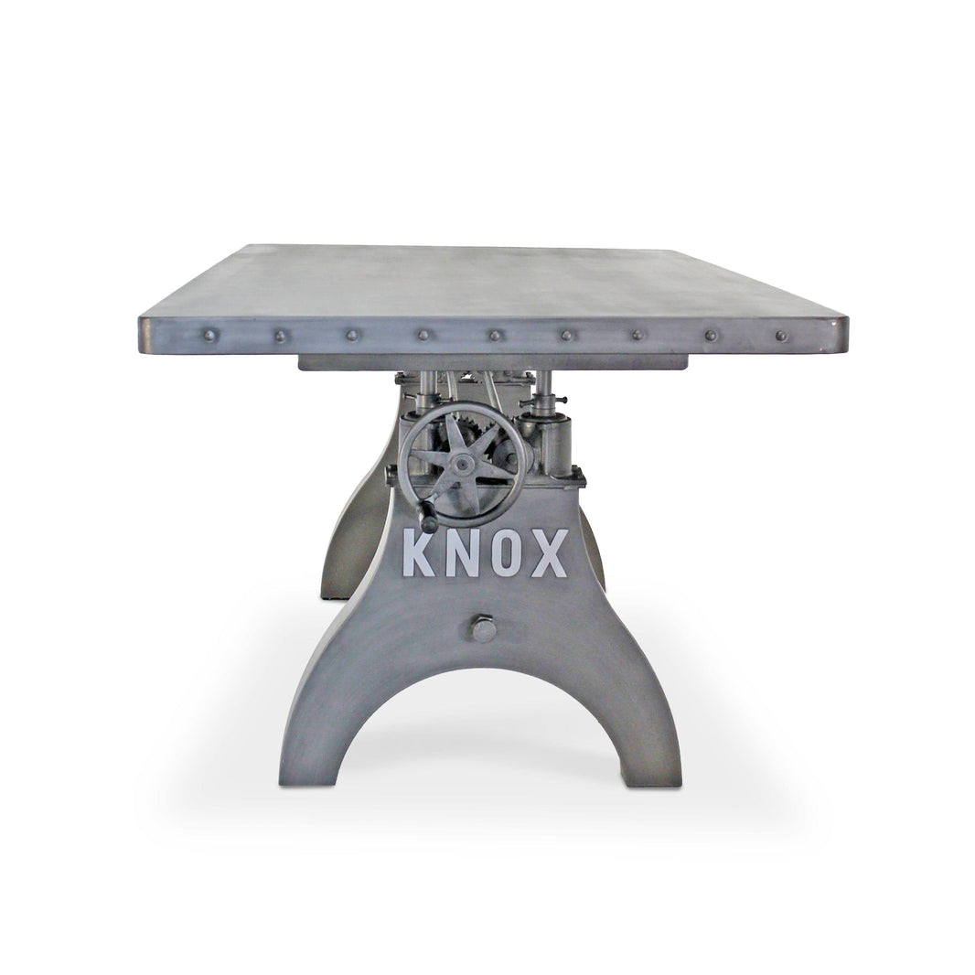 KNOX Adjustable Height Dining Table - Cast Iron Crank Base - Steel Top ...