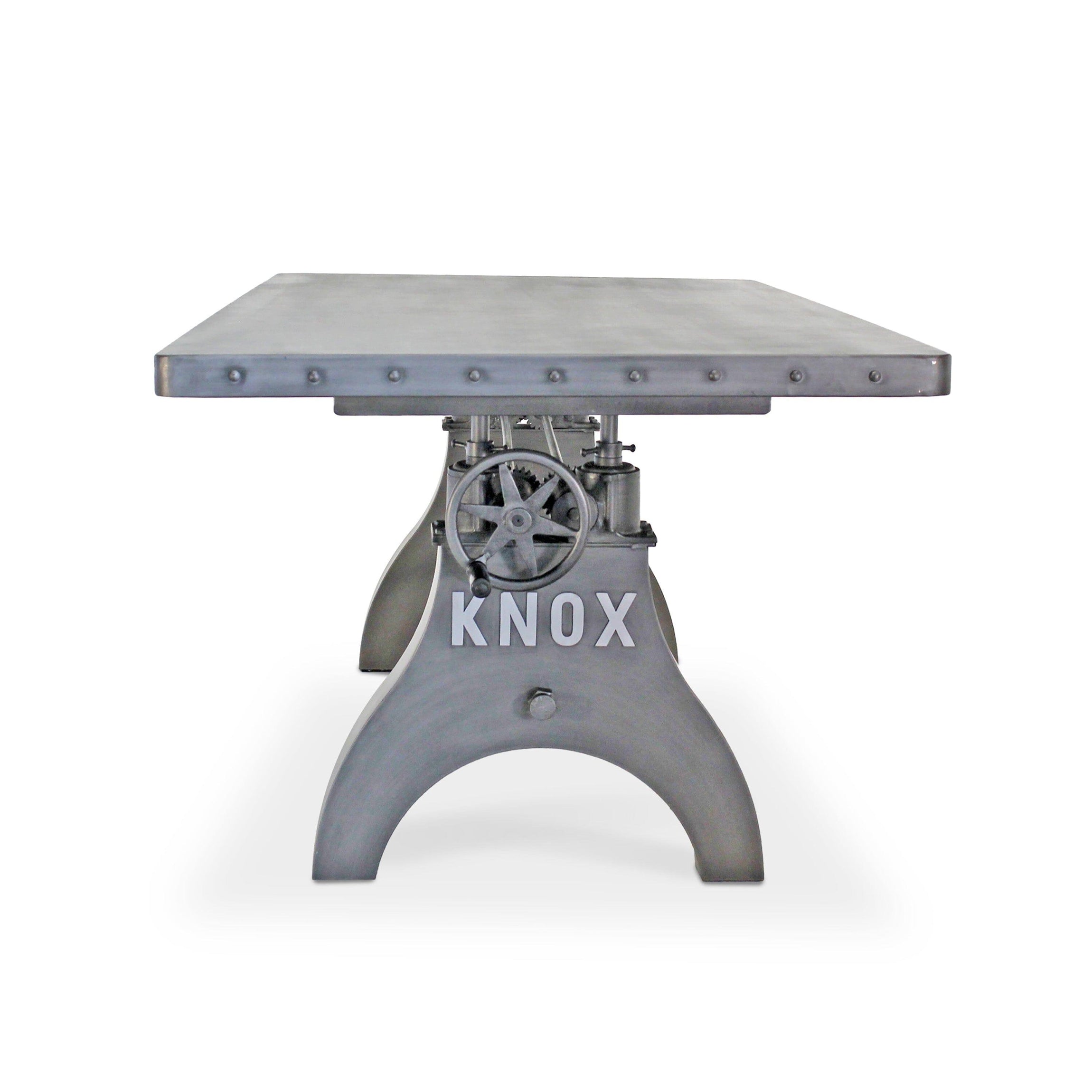 KNOX Adjustable Height Dining Table - Cast Iron Crank Base - Steel Top ...