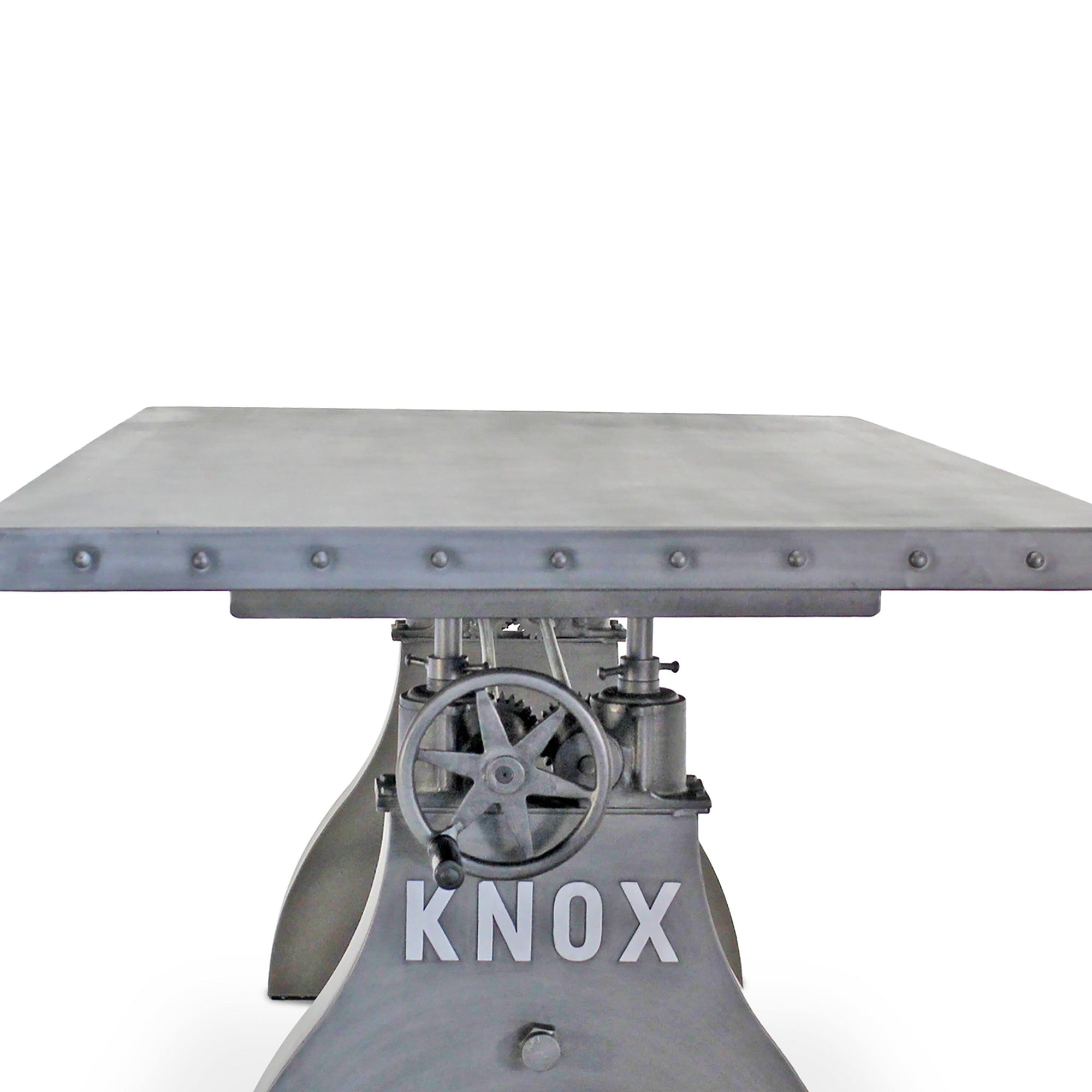 KNOX Adjustable Height Dining Table - Cast Iron Crank Base - Steel Top ...
