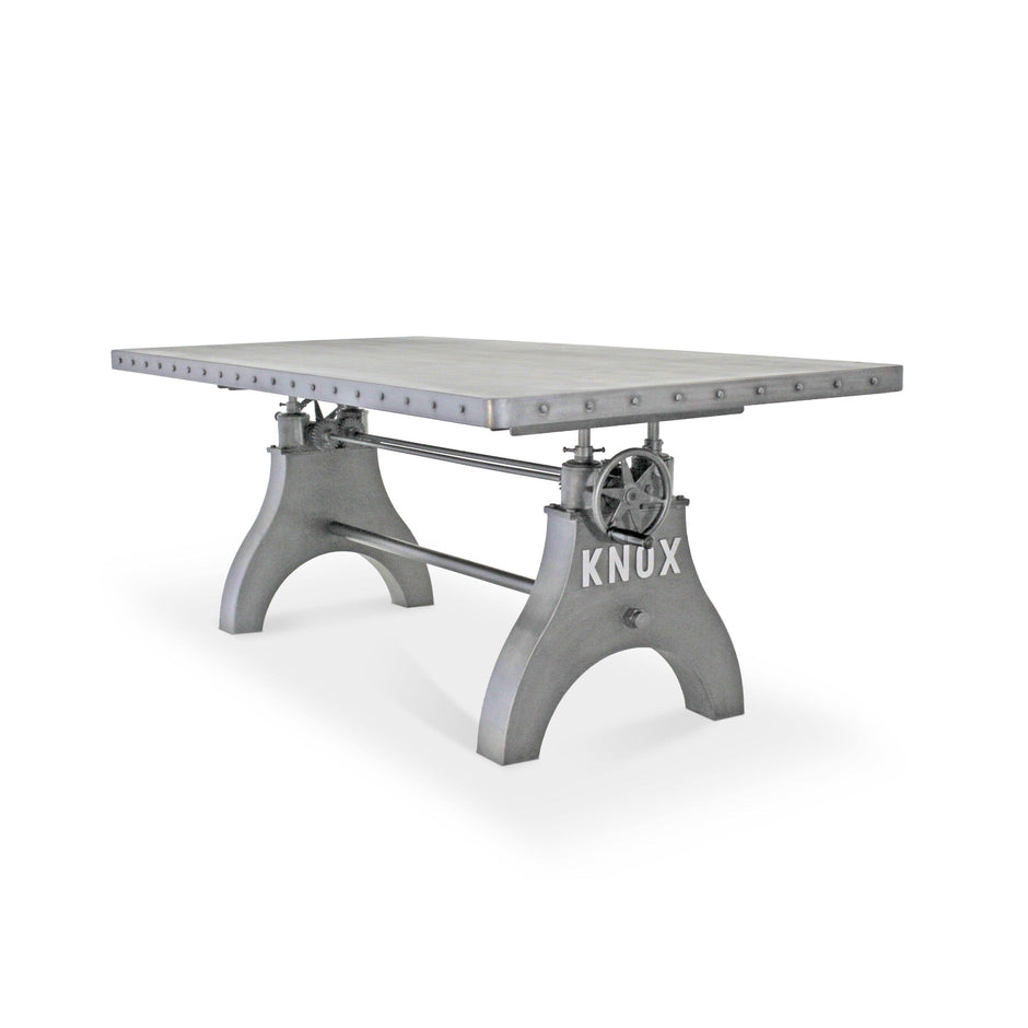 KNOX Adjustable Height Dining Table - Cast Iron Crank Base - Steel Top ...
