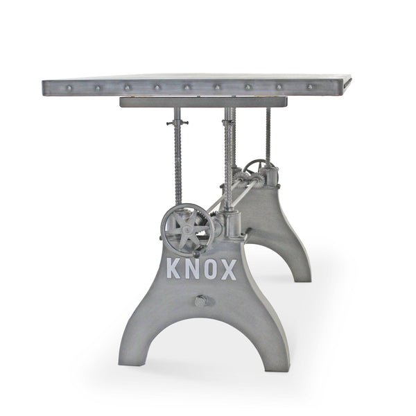 KNOX Adjustable Height Dining Table - Cast Iron Crank Base - Steel Top ...