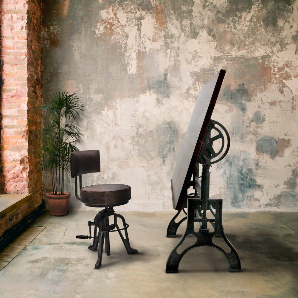 KNOX Industrial Drafting Writing Table Adjustable Height Iron Base ...