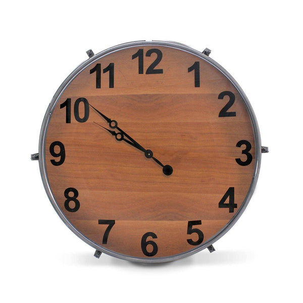Extra Large Wall Clock - Wood Dial - Steel Numerals - Huge 40 Inch