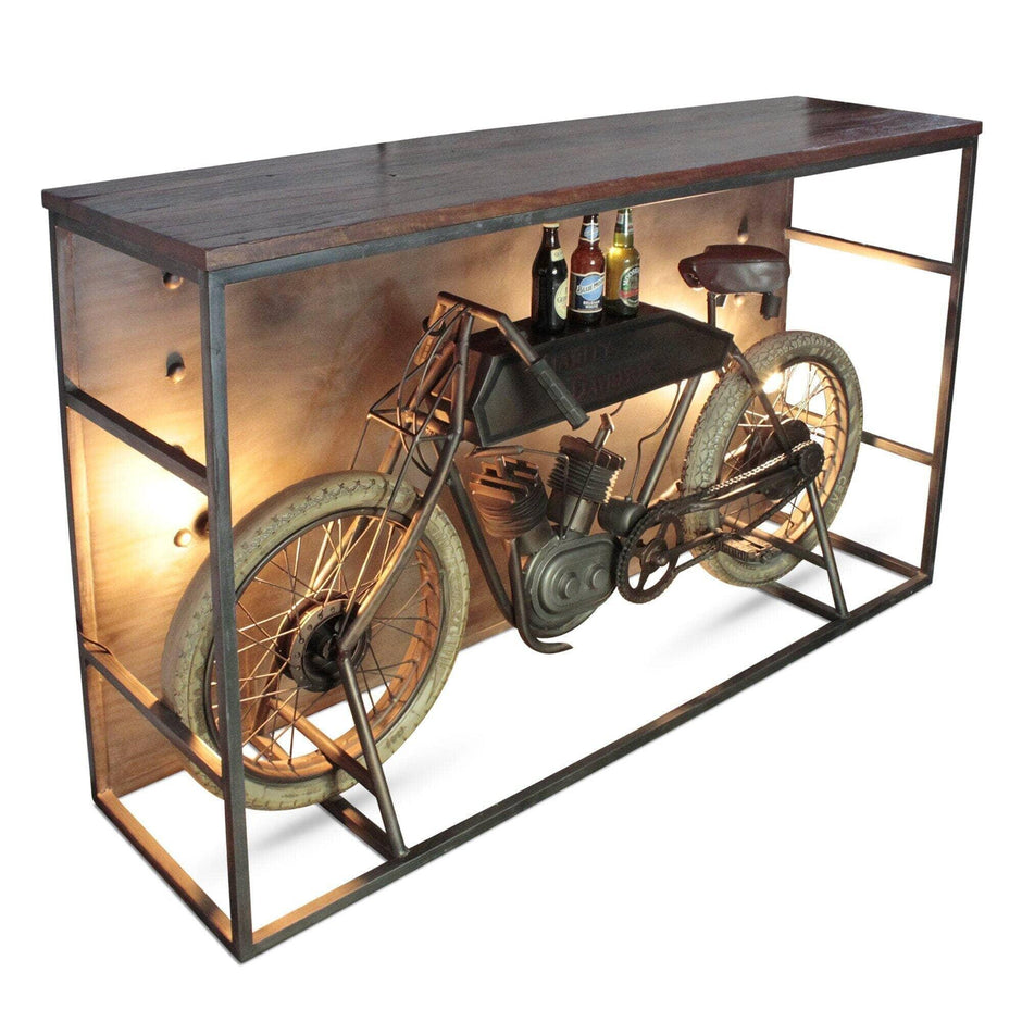Harley Davidson Antique Motorcycle Bike Bar Pub Table - Lighted Accent ...