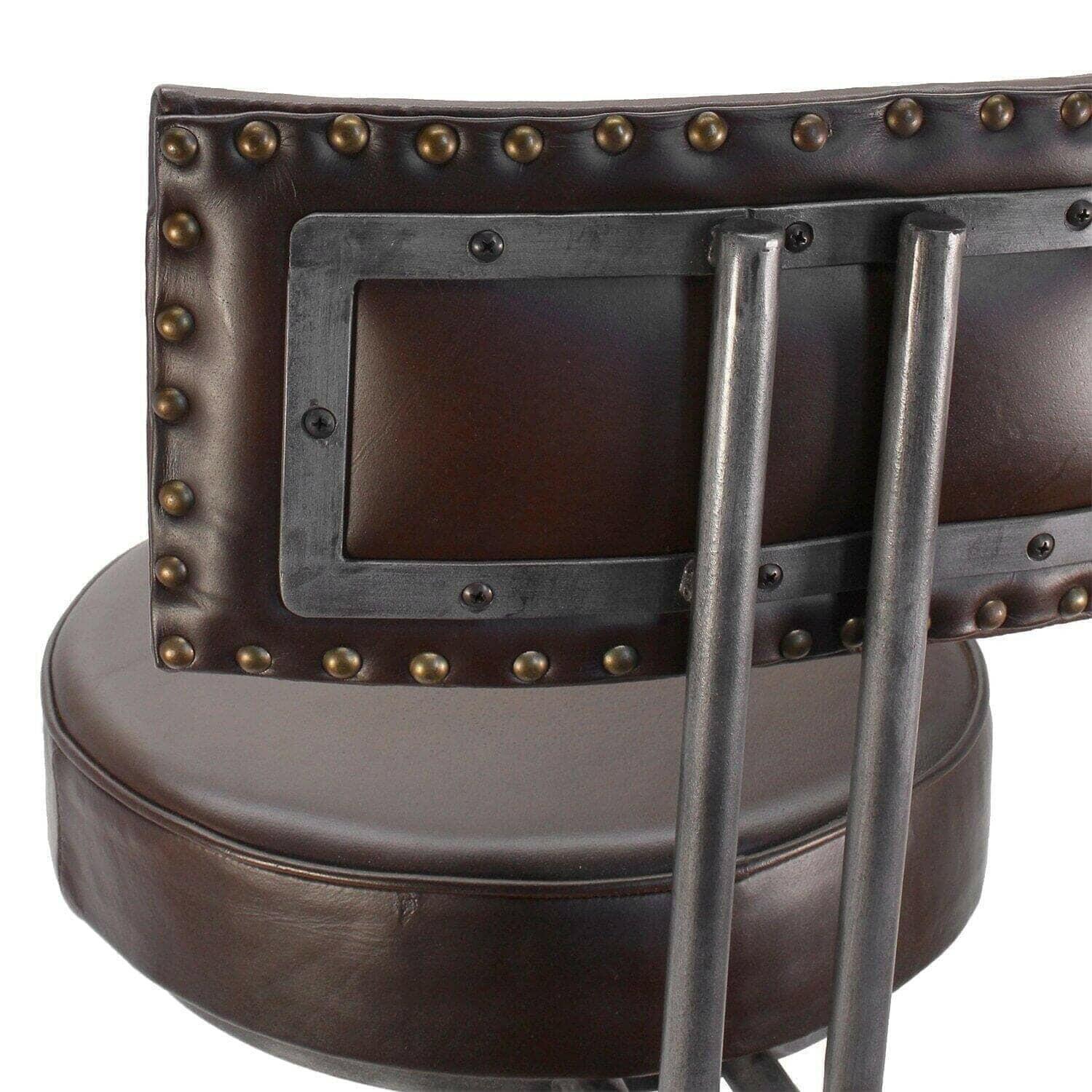 Industrial Adjustable Height Crank Leather Dining Chair - Iron Base ...