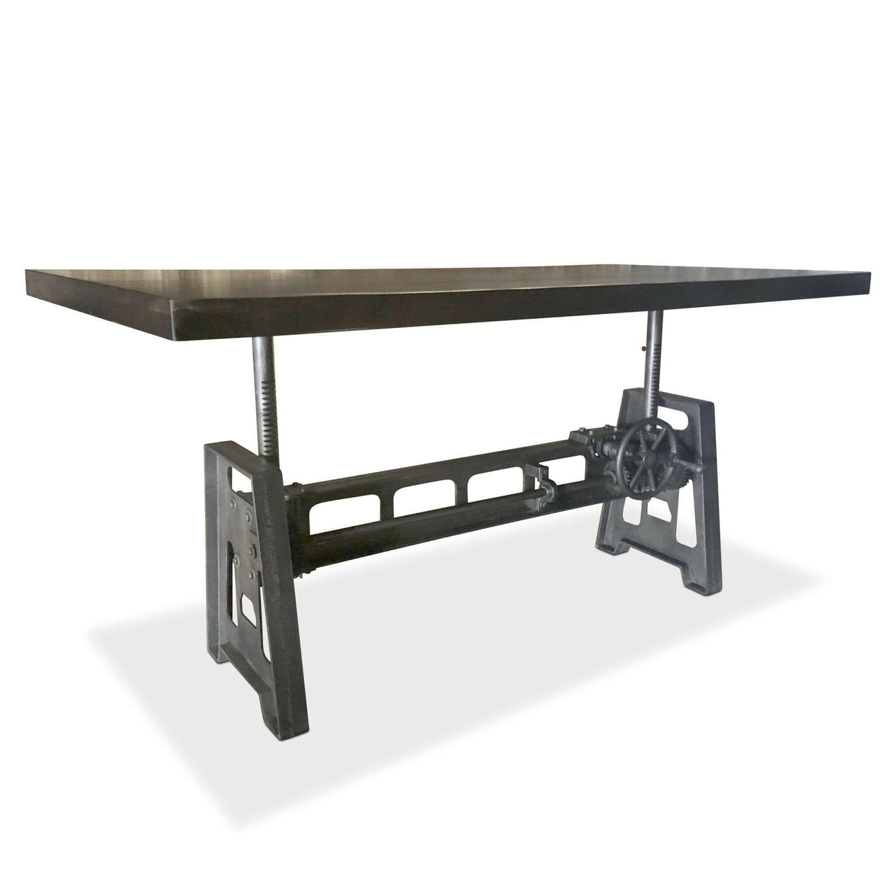 Industrial Adjustable Height Dining Table Set – Matching Bench - Ebony ...