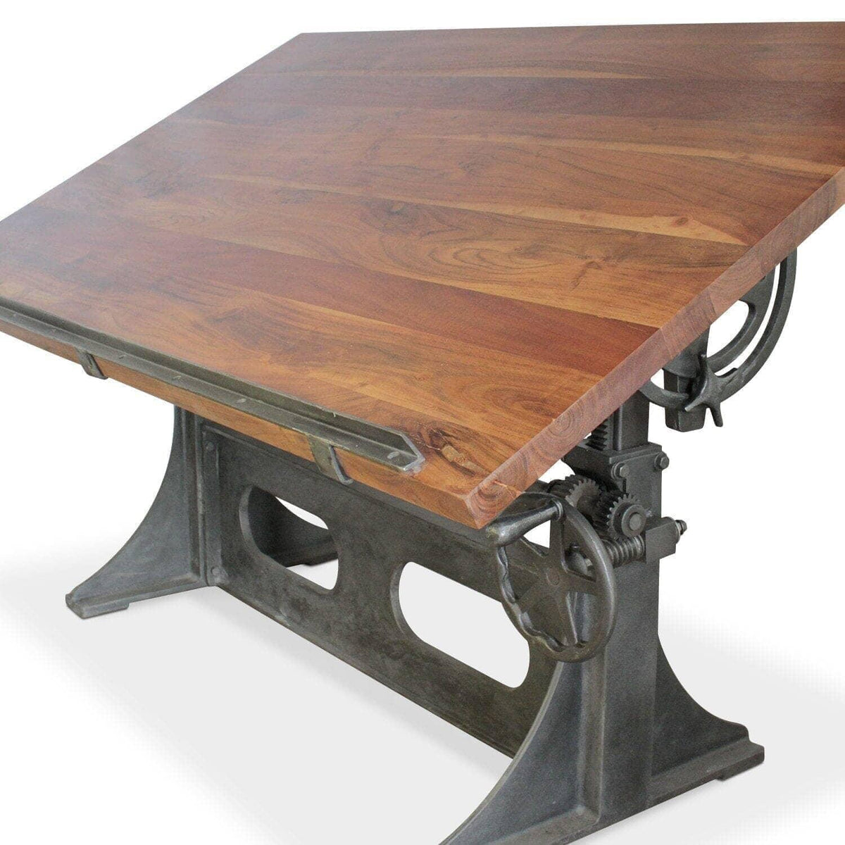 Industrial Adjustable Height Drafting Desk - Tilting Top - Cast Iron ...