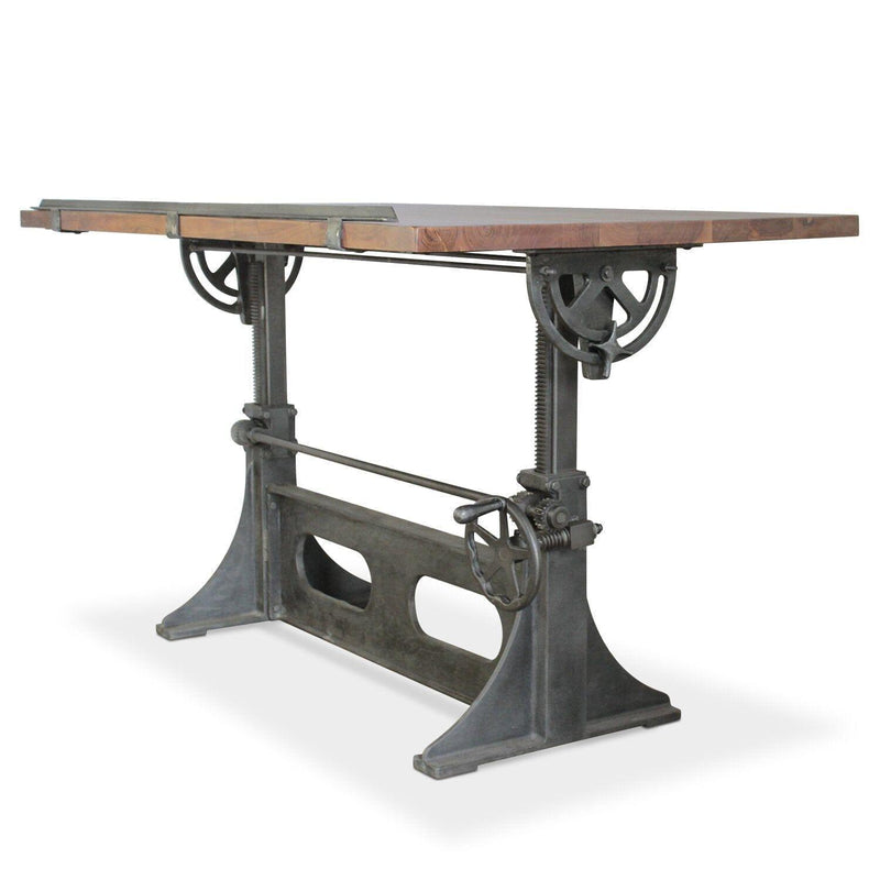Industrial Adjustable Height Drafting Desk - Tilting Top - Cast Iron ...