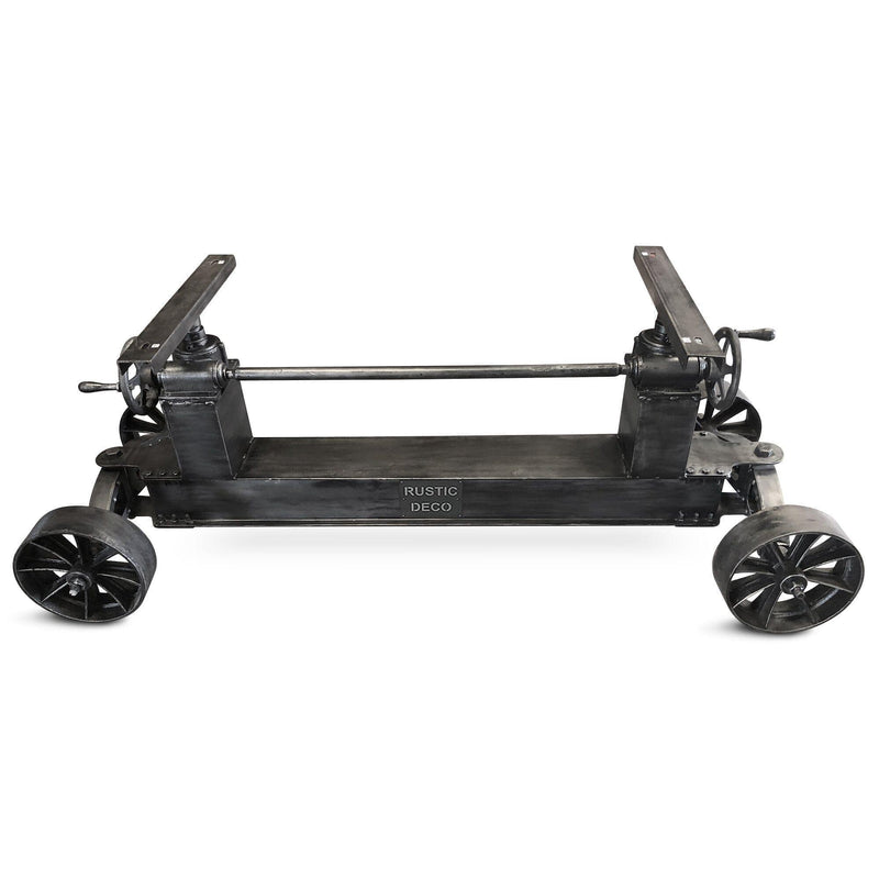 Industrial Trolley Table Desk Base - Iron Wheels - Adjustable Height ...
