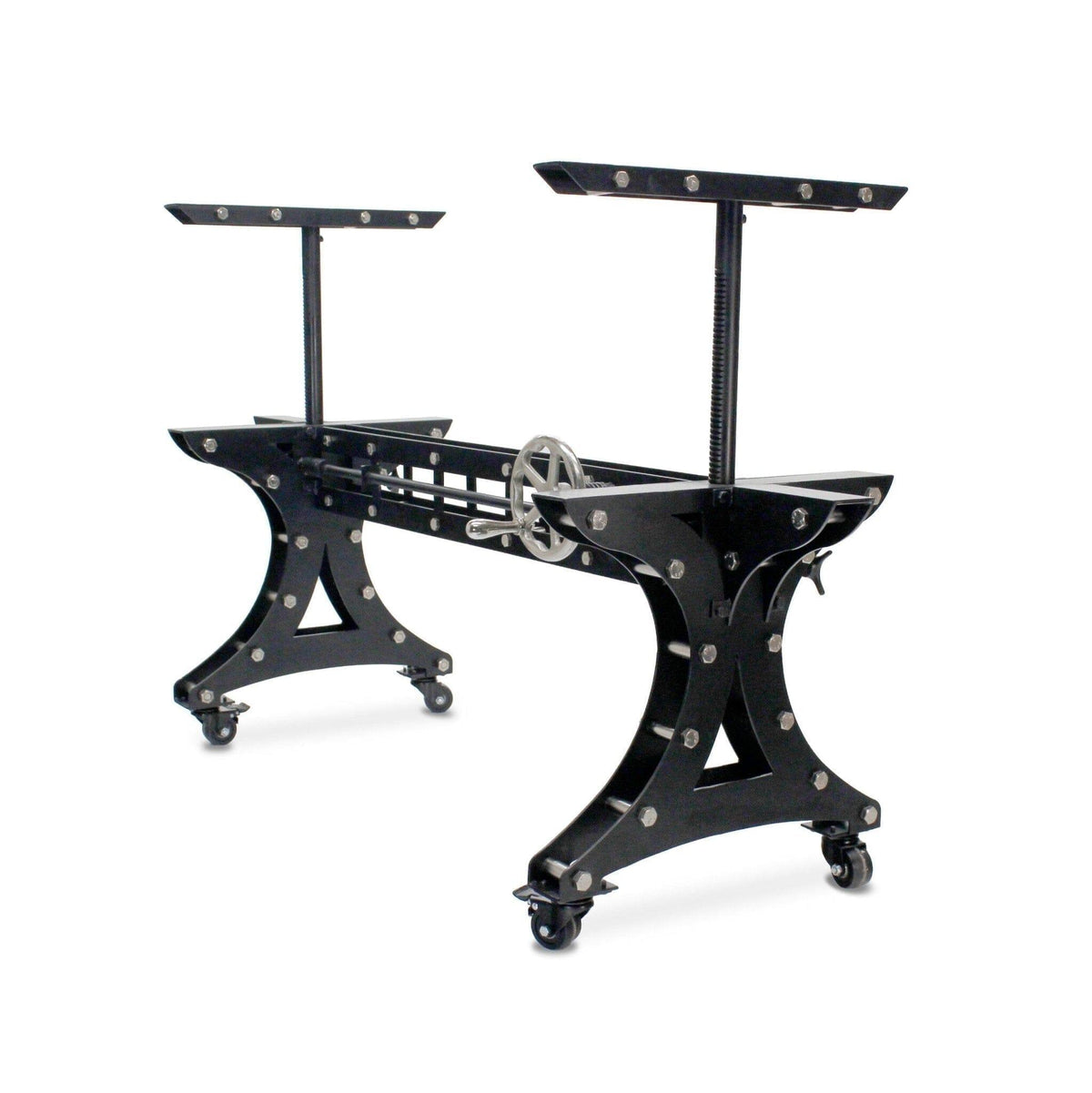 Longeron Dining Table Desk Base - Adjustable Height - Nickel - Casters ...