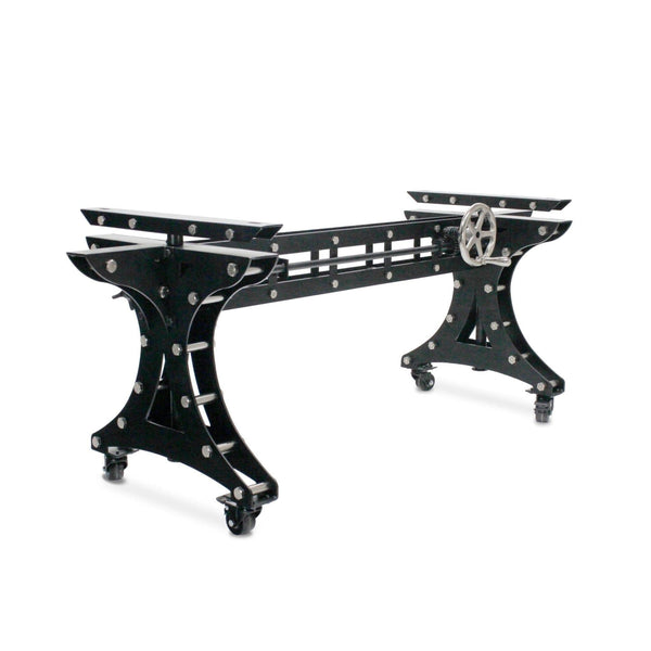 Longeron Dining Table Desk Base - Adjustable Height - Nickel - Casters ...