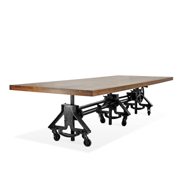 Otis Steel Communal Table - Adjustable - Iron Base - Casters - Natural ...