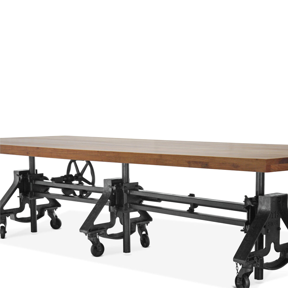 Otis Steel Communal Table - Adjustable - Iron Base - Casters - Natural ...