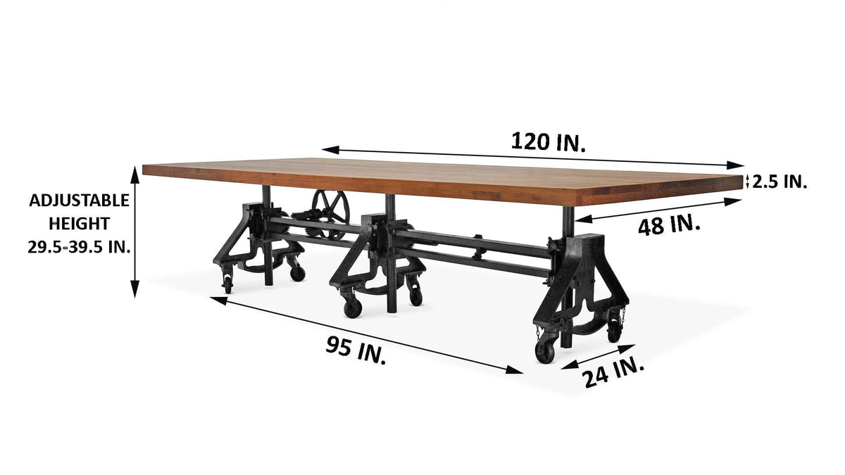 Otis Steel Communal Table - Adjustable - Iron Base - Casters - Natural ...