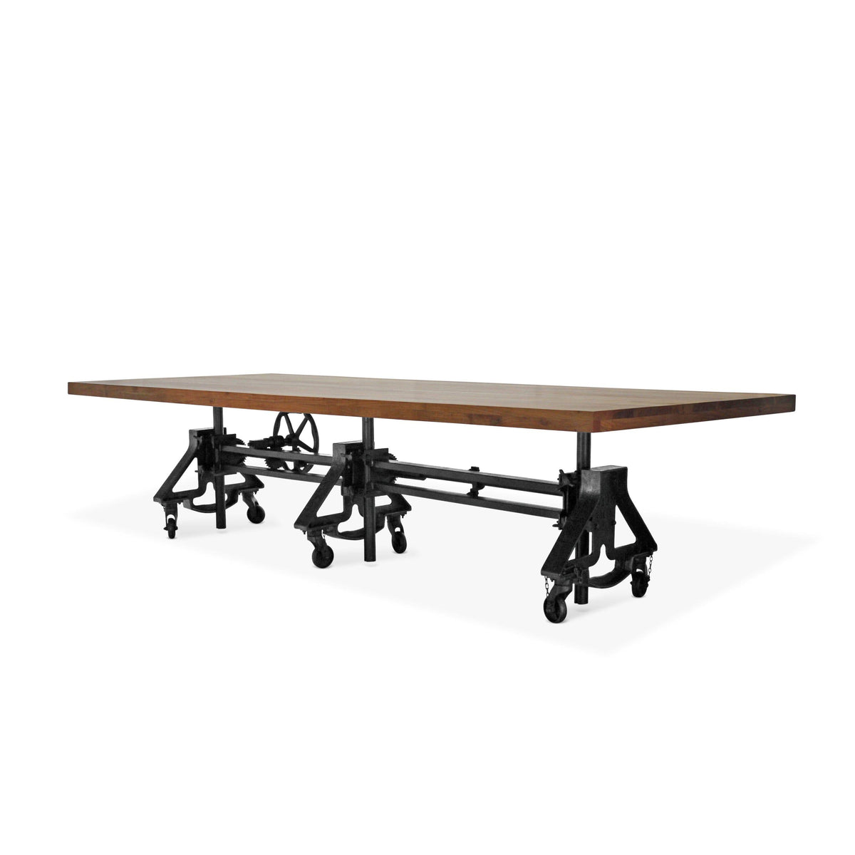 Otis Steel Communal Table - Adjustable - Iron Base - Casters - Natural ...