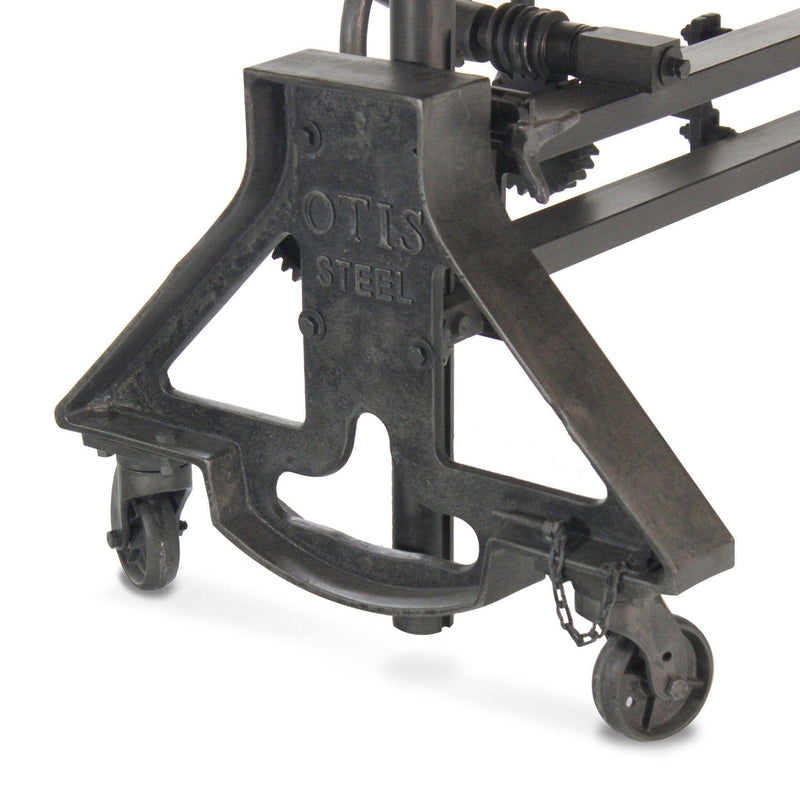 Otis Steel Dining Table - Adjustable Height - Casters - Rustic Natural ...