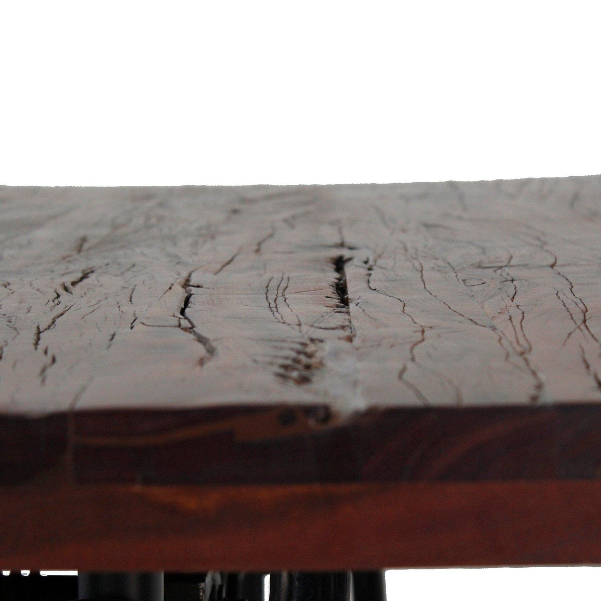 Shoemaker Dining Table - Adjustable Height Iron Base - Rustic Mahogany ...